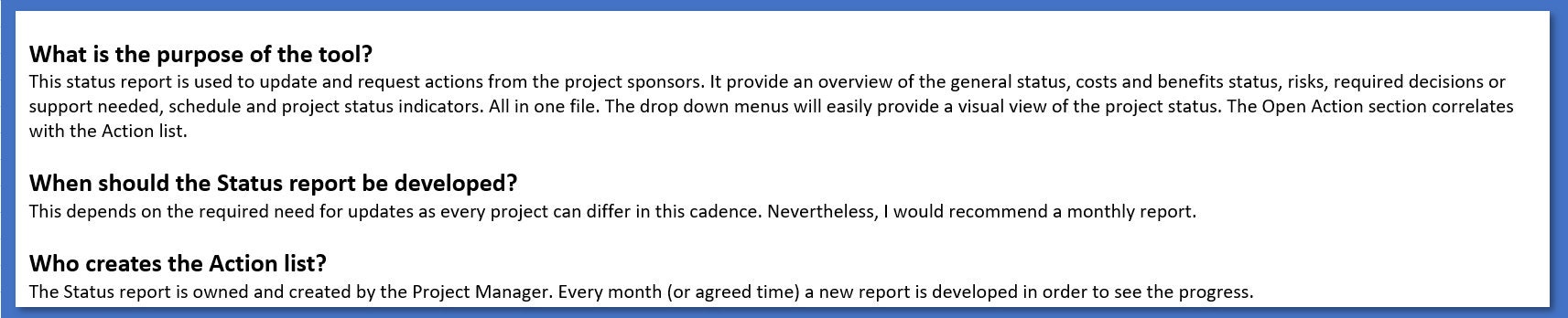 Advanced Status Report Template - a Complete & Visual Overview on the ...