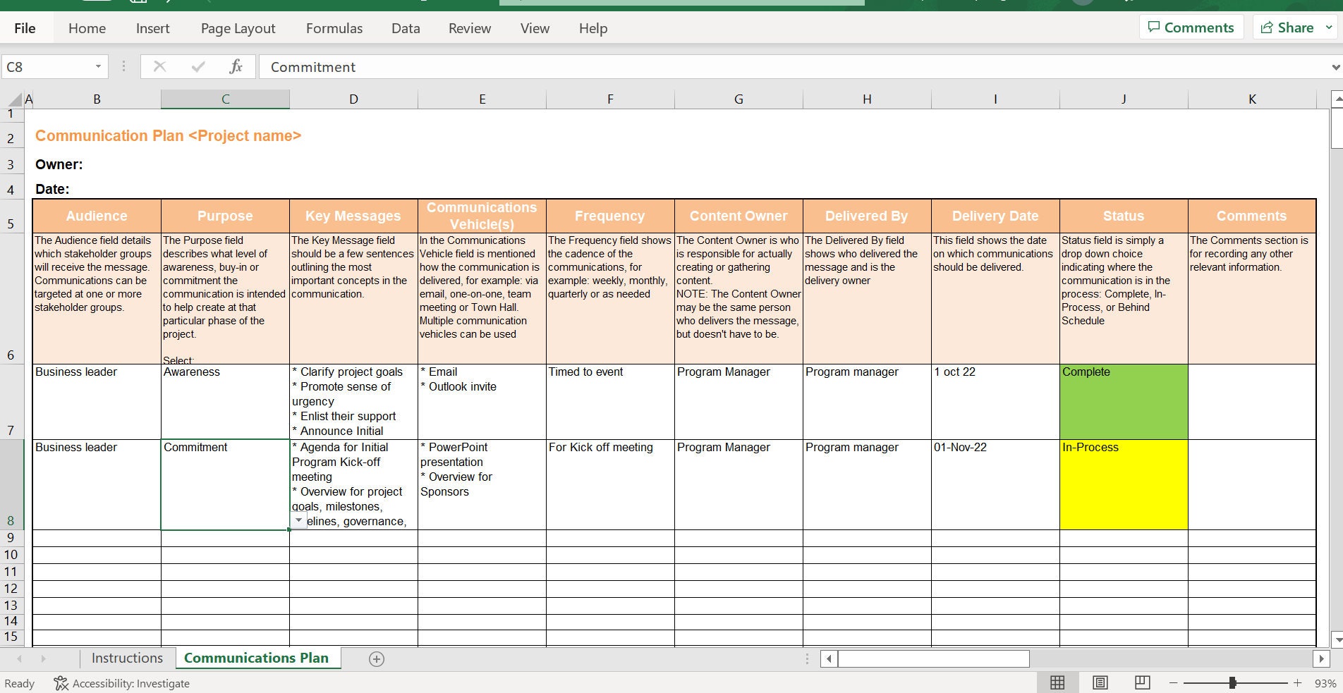 Communication Template for Project Management Based on PMI Methodology ...