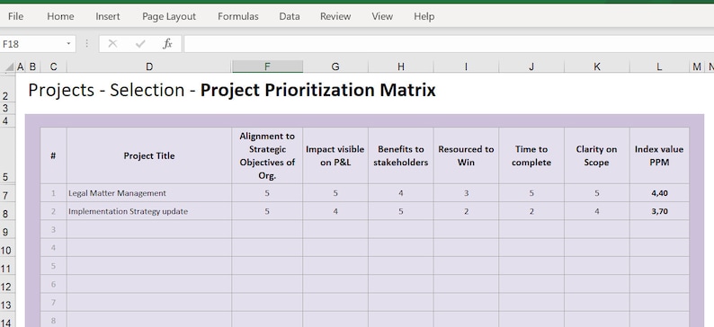Project Prioritization Matrix for Portfolio Management - Easy to Use ...