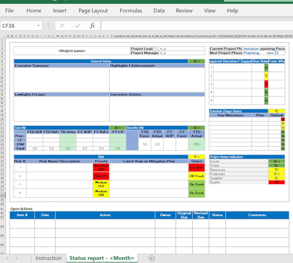 Advanced Status Report Template - a Complete & Visual Overview on the ...