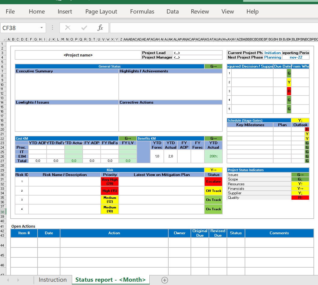 Advanced Status Report Template - a Complete & Visual Overview on the ...