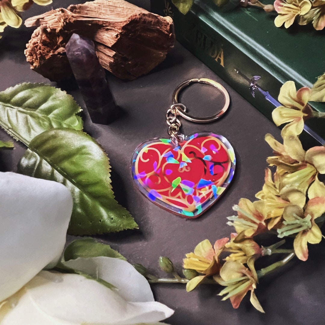 Zelda Heart Container Double-sided Broken Glass Holographic Keychain ...