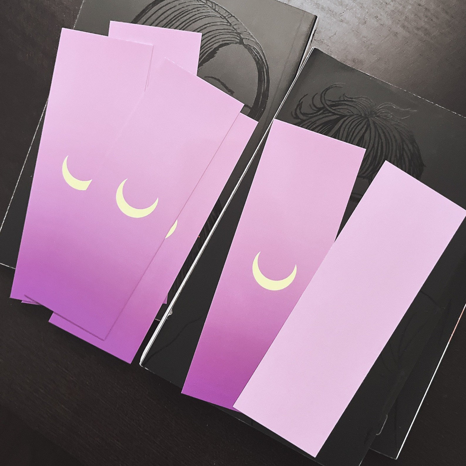 Luna Moon Bookmarks | Glossy Finish, Double Sided, Pink/purple Pastel ...