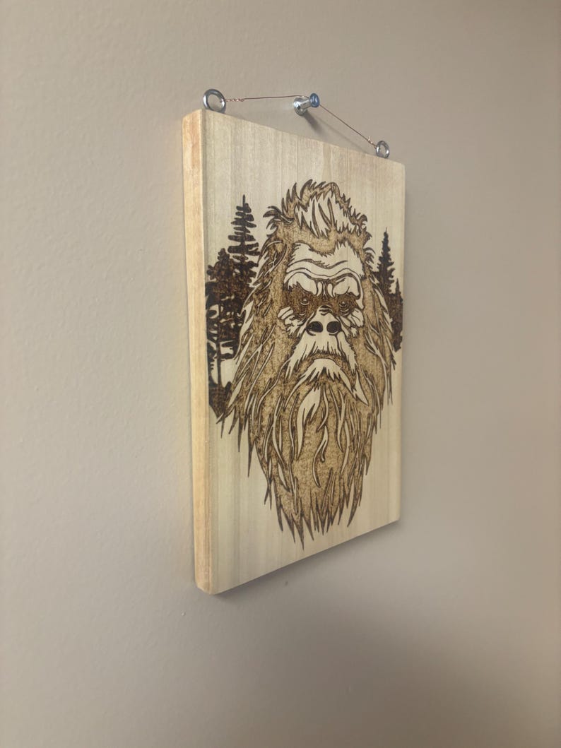 Wood Burned Bigfoot Wall Art | Rustic Sasquatch Sign | Handmade Cryptid ...