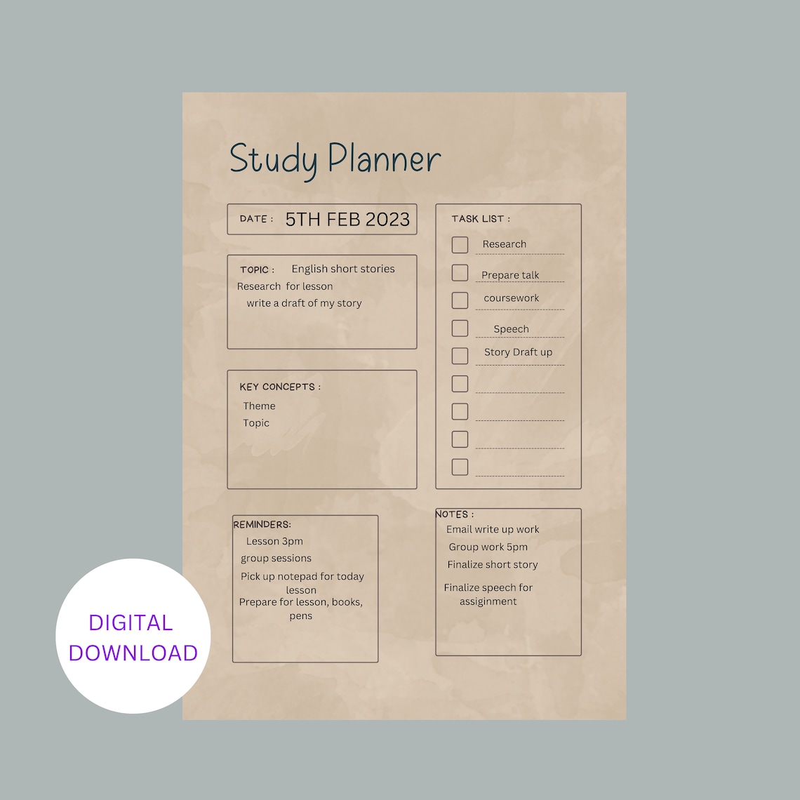 Printable Study Planners A4 Planner, A5 Planner - Etsy UK