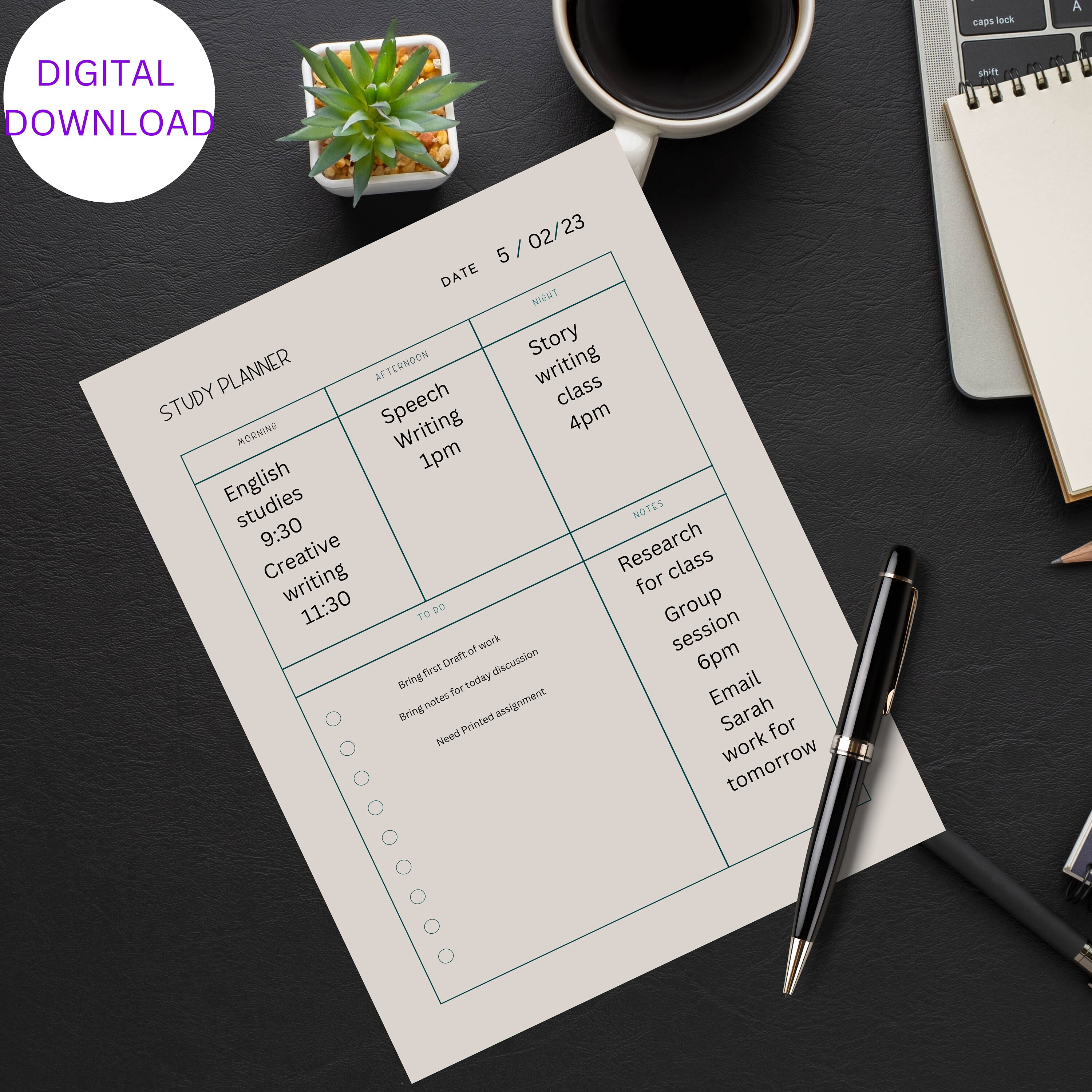 Printable Study Planners A4 Planner, A5 Planner - Etsy UK