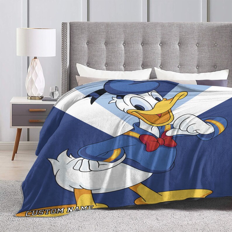 Donald Duck Blanket Soft Warm Flannel Throw Custom Name Blanket for Bed ...