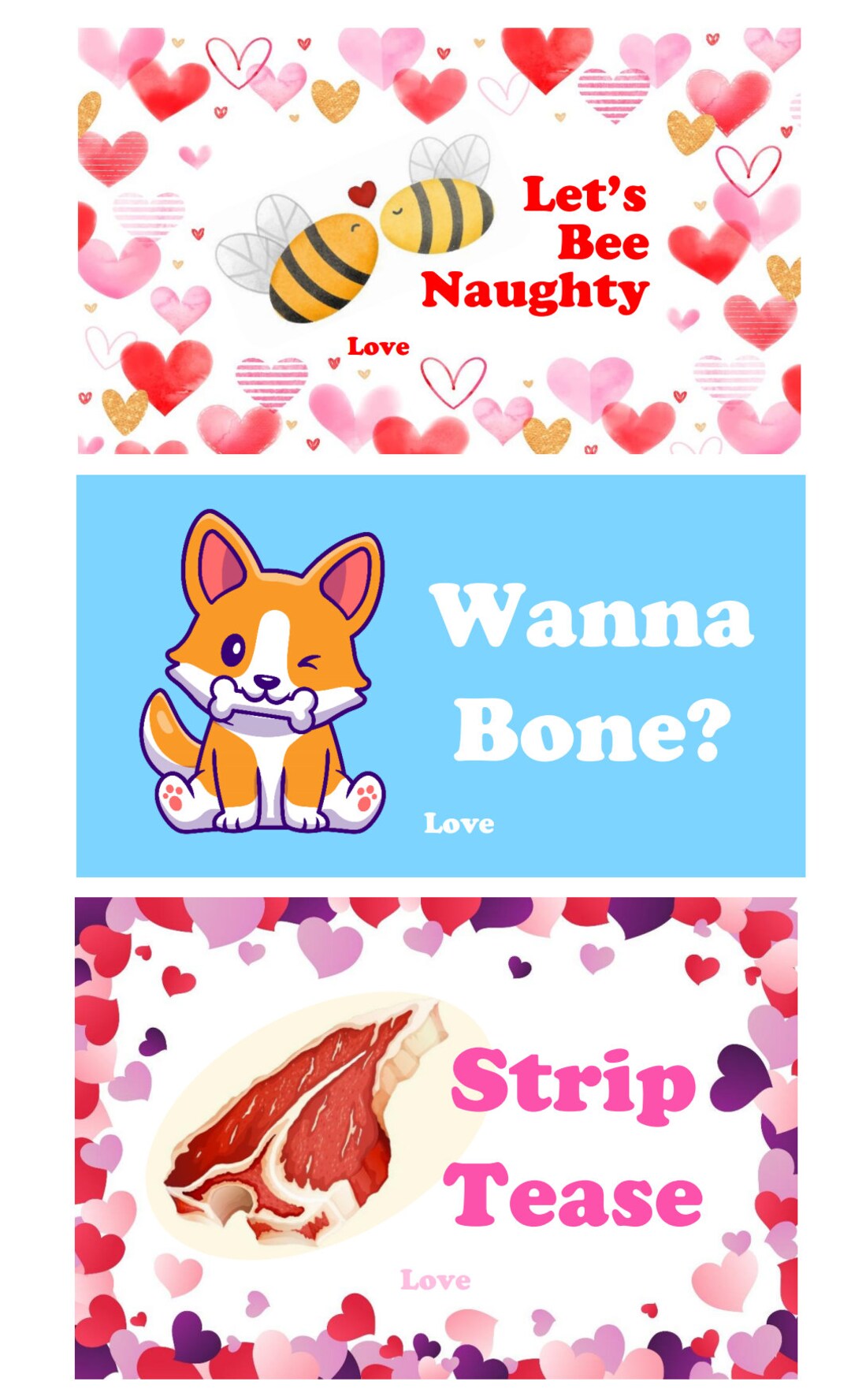 Happy Valentine's Day Naughty Cards / Bag Toppers PDF File Instant ...