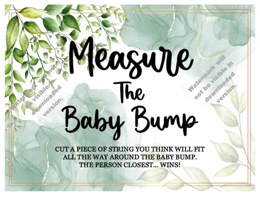 Measure the Baby Bump Baby Shower Game Sign - Boy or Girl - PDF File ...