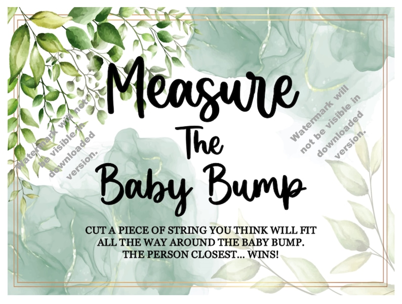 Measure the Baby Bump Baby Shower Game Sign - Boy or Girl - PDF File ...