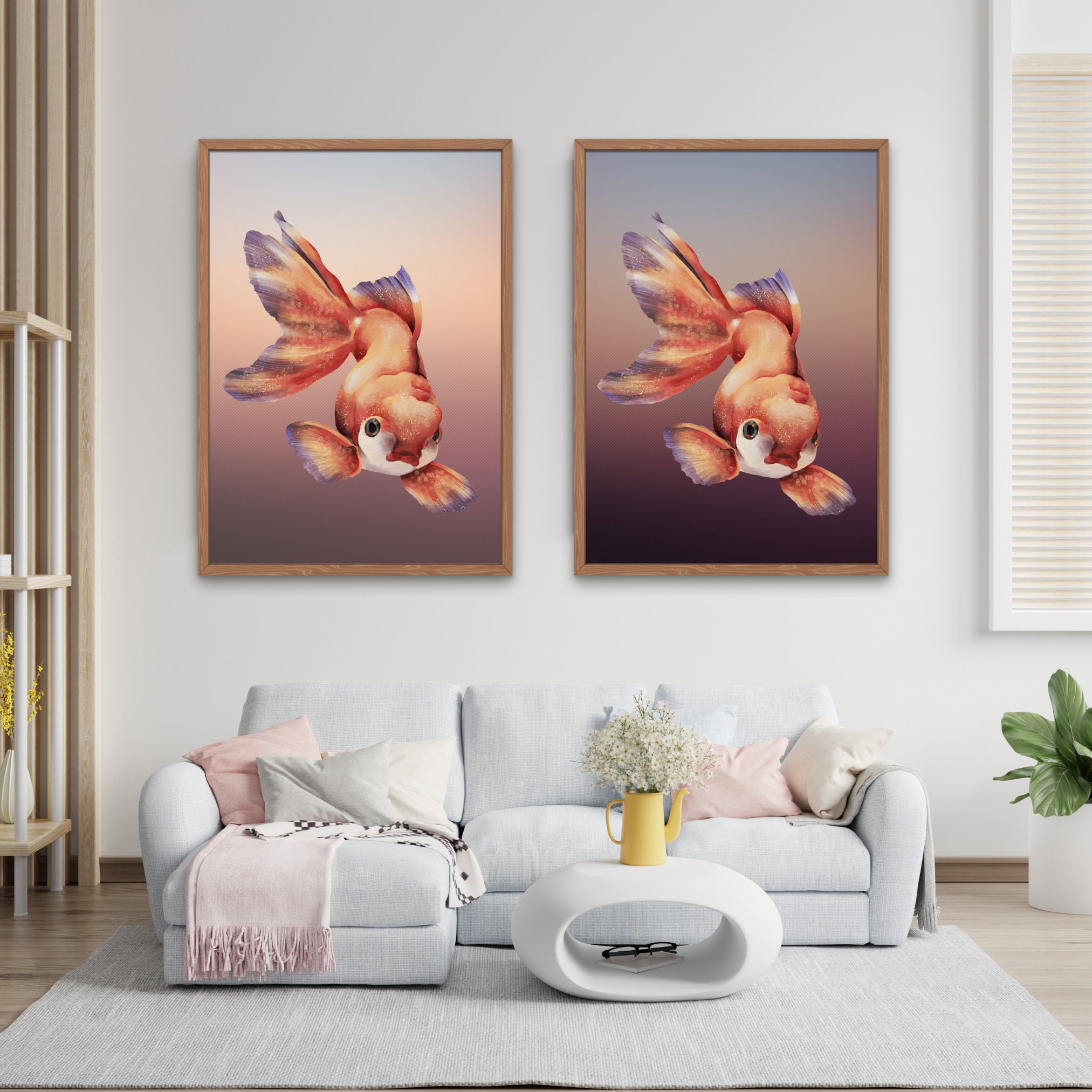 Printable Watercolor of Goldfish / Wall Art - Etsy