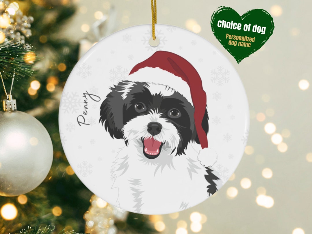 Shih Tzu Christmas Ornament Shih Tzu Dog Tree Decoration in Glass Metal ...