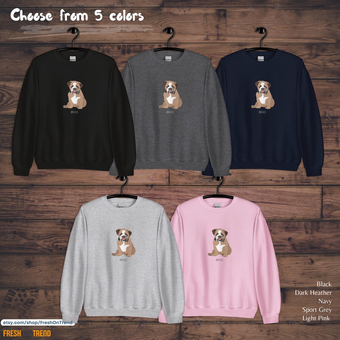 Bulldog Custom Dog Sweatshirt, My Dog Name Personalized Sweater ...