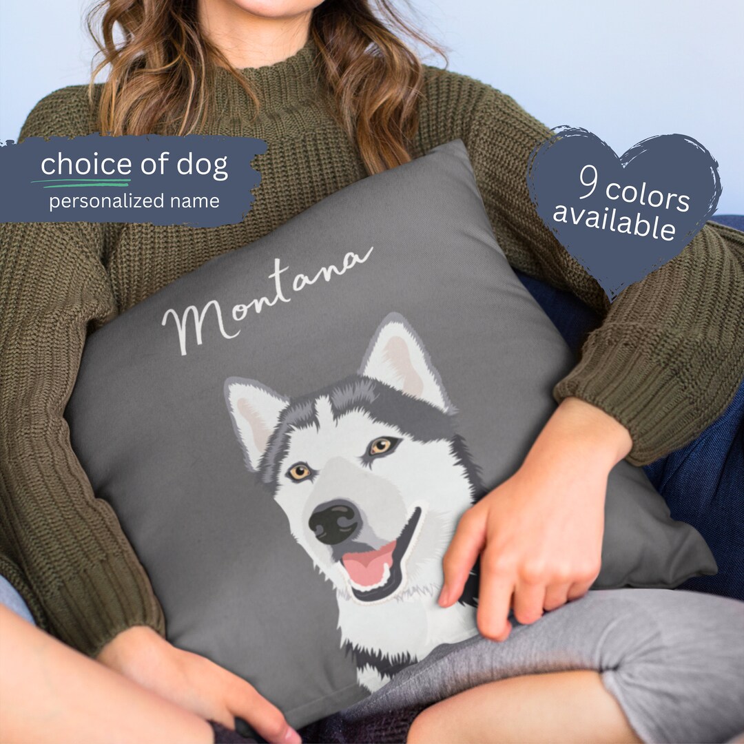 Custom Husky Face Pillow With Name, Husky Dog Owner Pillow ...
