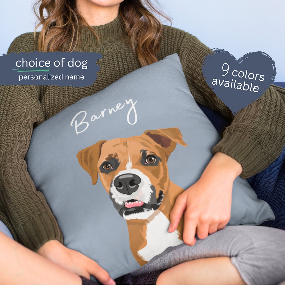 Boxer Dog Pillow, Custom Dog Portrait Cushion, Pet Owner Gift Idea ...