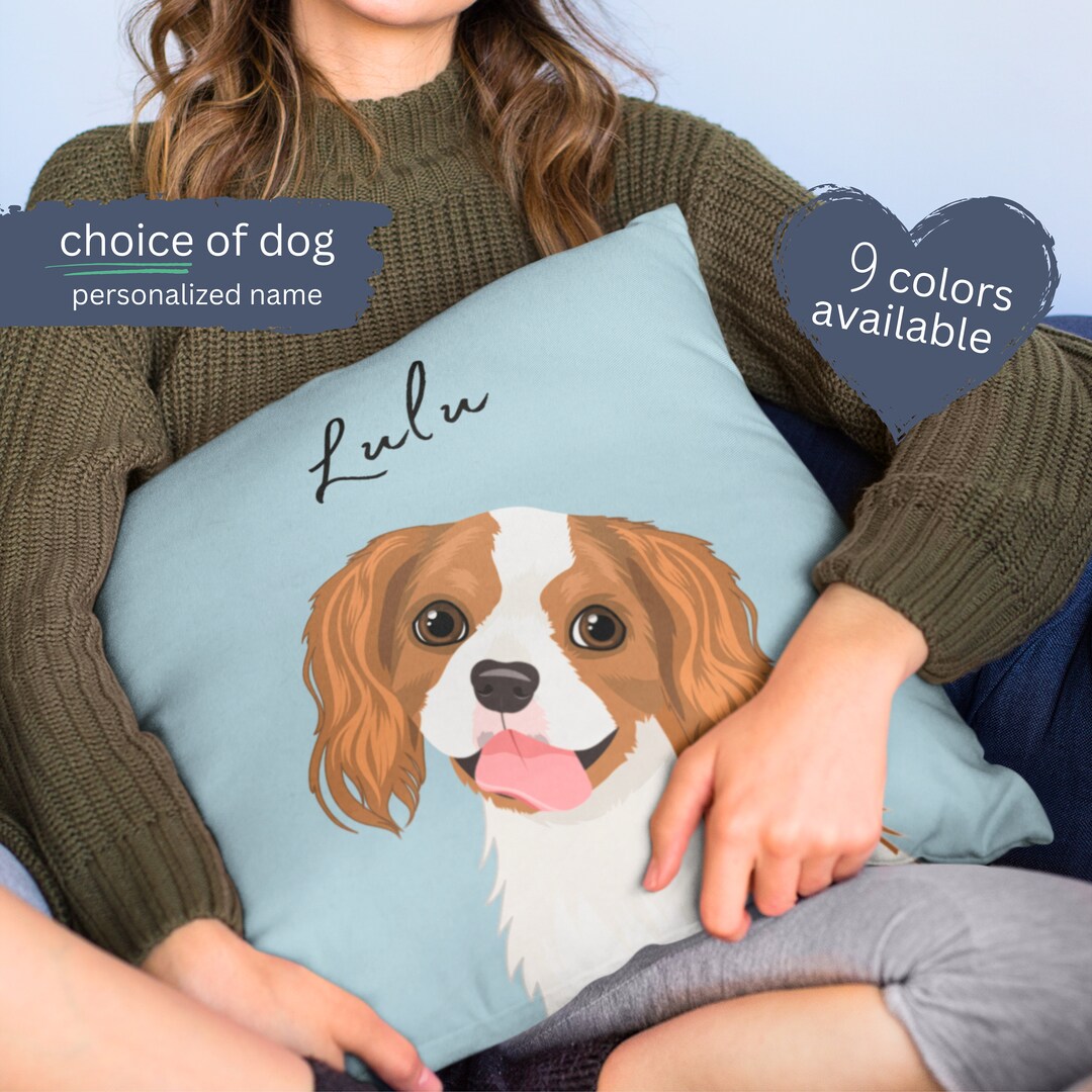 Custom Cavalier Face Pillow With Name, Spaniel Dog Owner Pillow ...