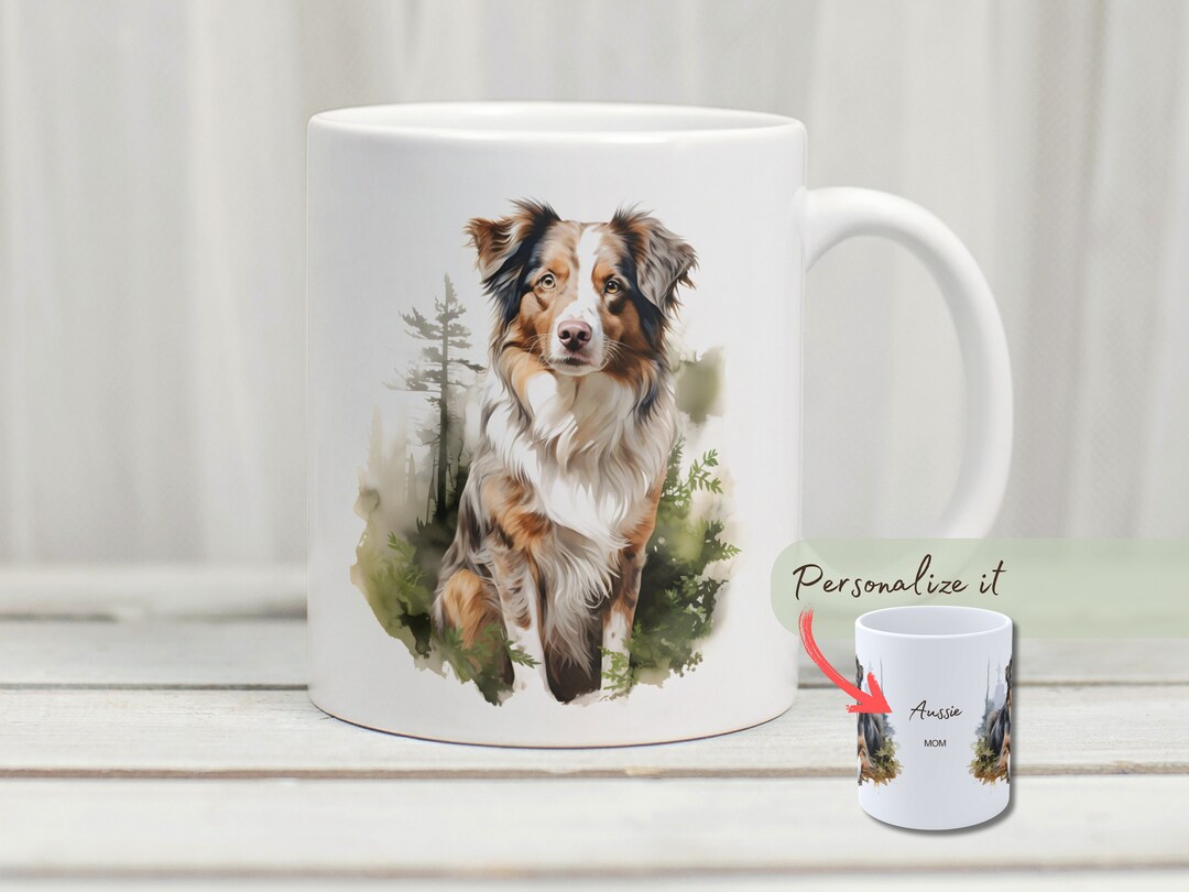 Australian Shepherd Mug Personalized Ceramic Cup for Aussie Dog Moms ...