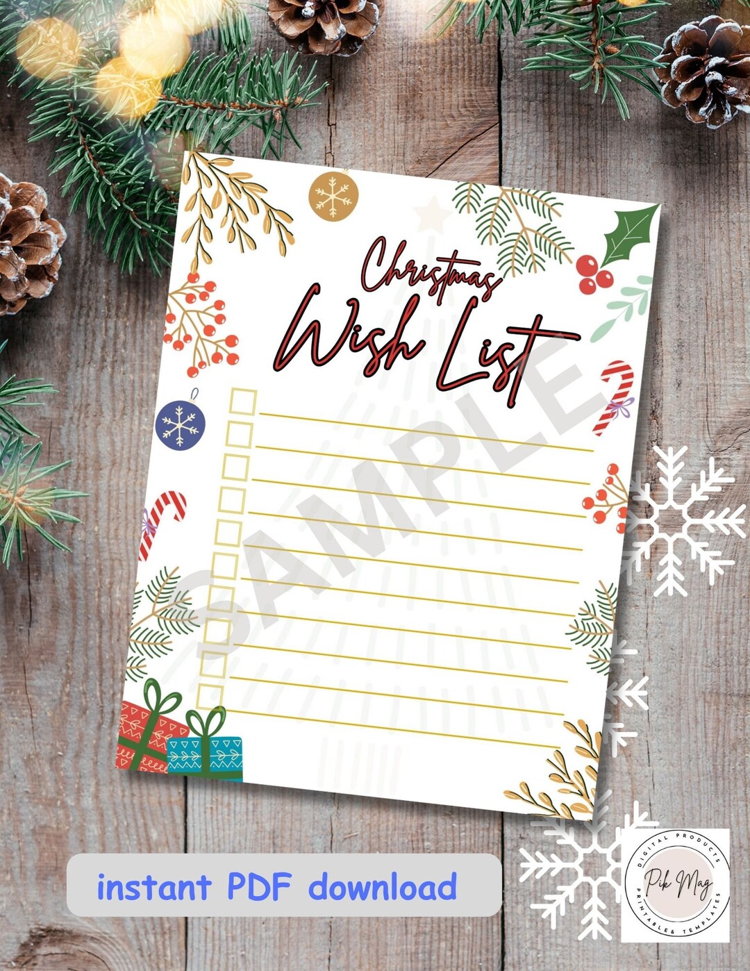 Christmas Wish List for Kids , Holiday Printable Template , Santa Wish ...