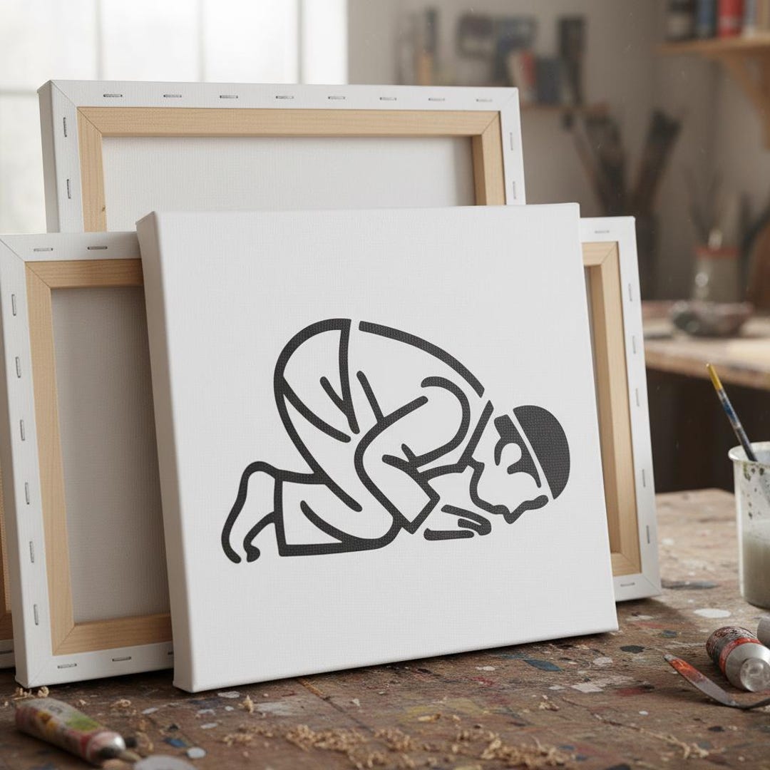 Man in the Sujood Position of Islamic Prayer Stencil - Etsy