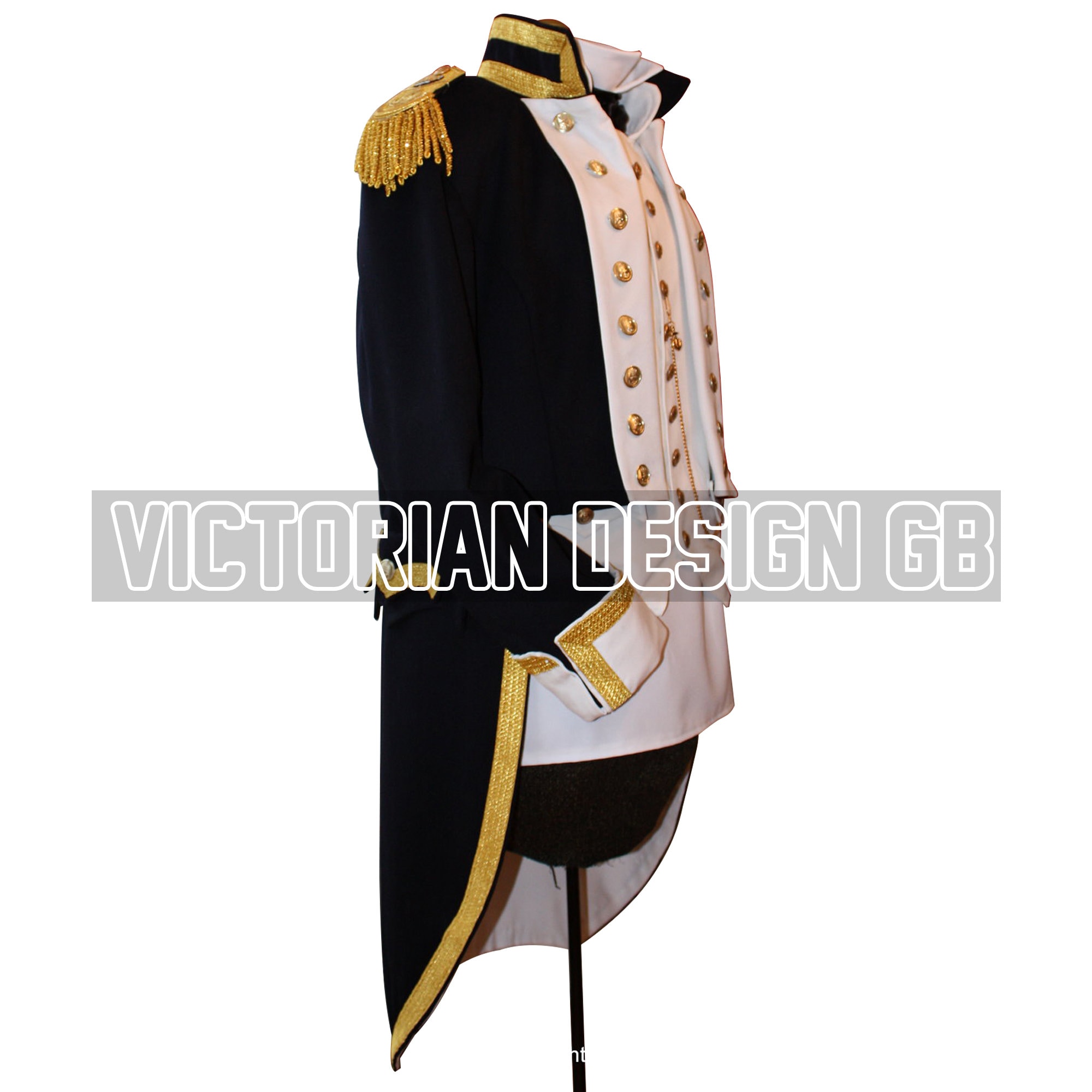 New Men Black Wool Royal Navy Tailcoat, British Royal Navy Vice Admiral ...
