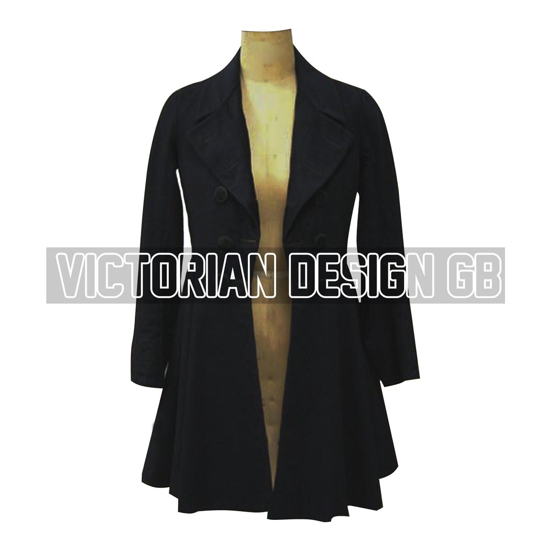 New Men Black Wool British Frock Coat, 19th Century British Frock Coat ...