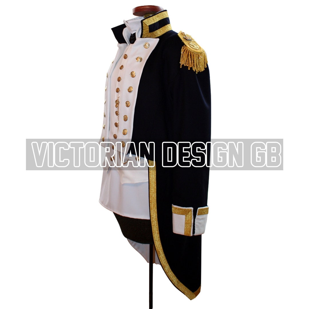 New Men Black Wool Royal Navy Tailcoat, British Royal Navy Vice Admiral ...
