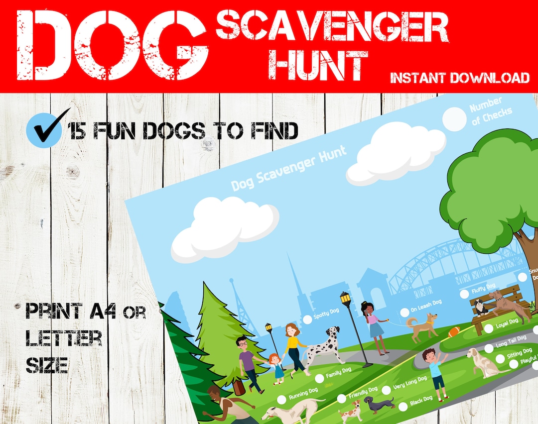 Dog Scavenger Hunt - Park Scavenger Hunt - Outdoor Treasure Hunt ...