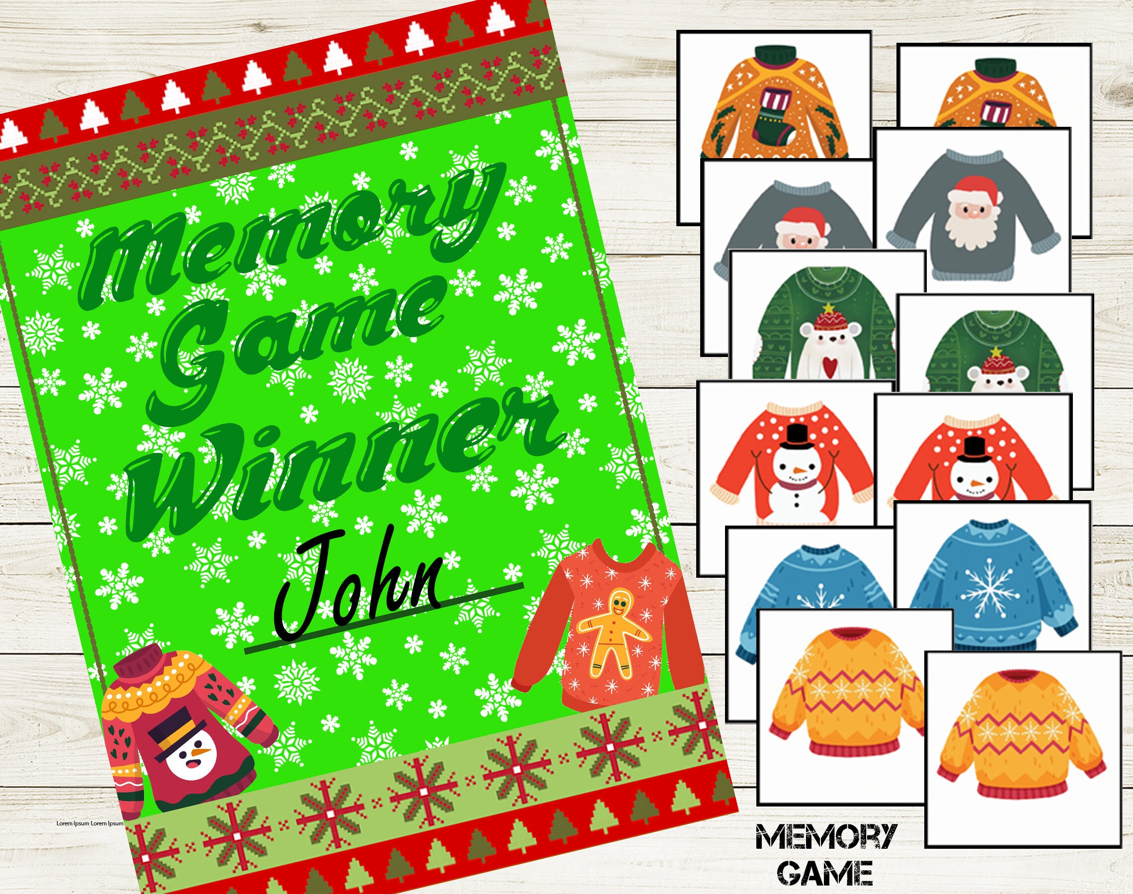Ugly Christmas Sweater Memory Game Ugly Sweater Memory Game - Etsy UK