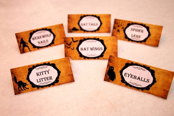 Pre-made Halloween Food Labels Halloween Food Tents - Etsy UK