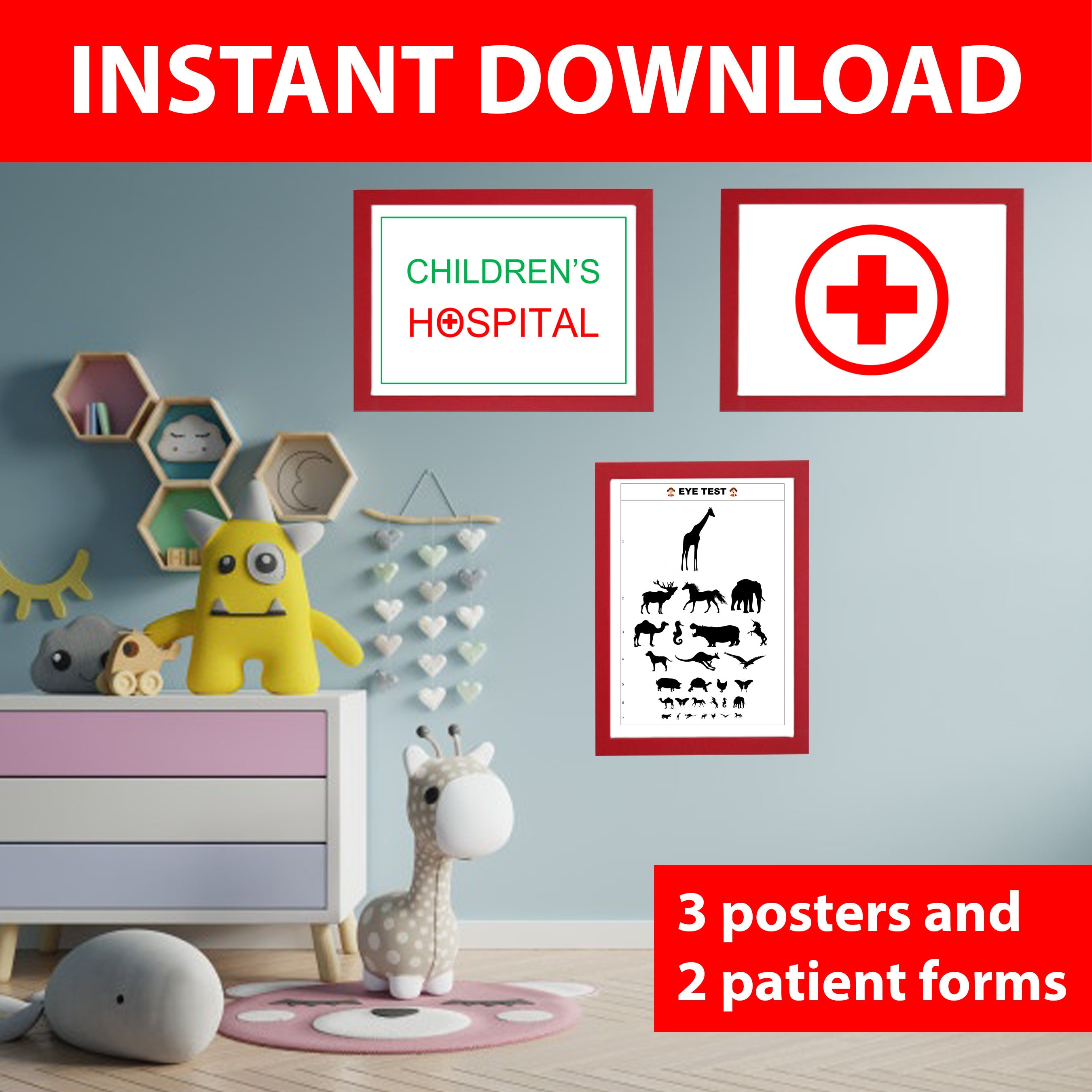 Doctor Forms for Pretend Play Set - Childrens Hospital Play Set - Eye ...