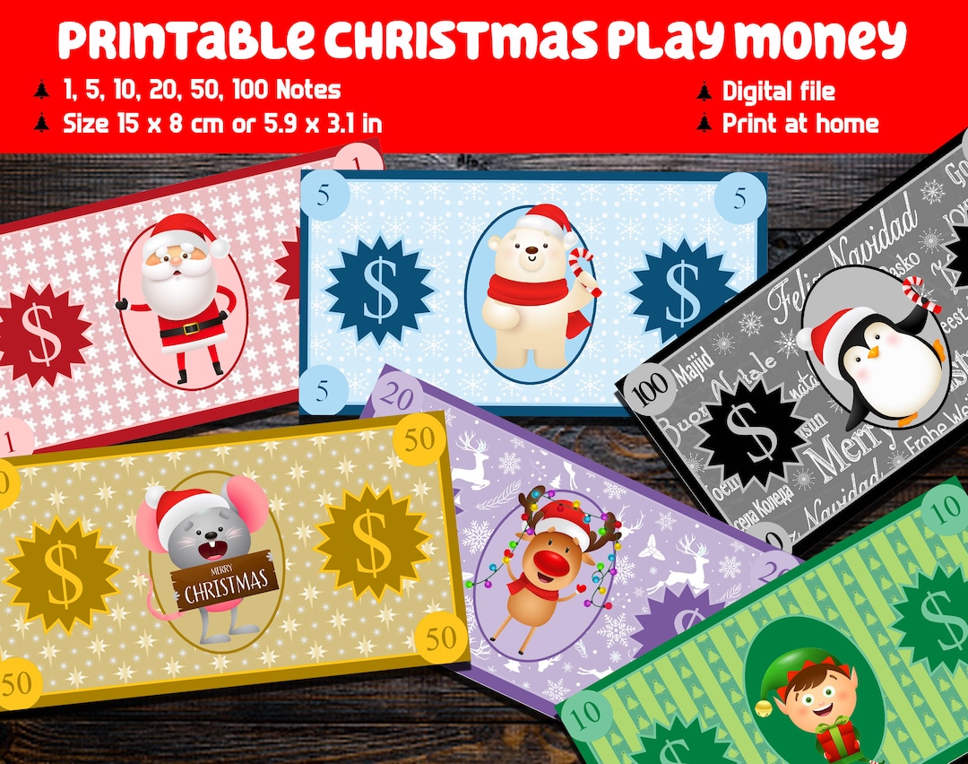 Printable Christmas Play Money North Pole Santa Money Children's Play ...