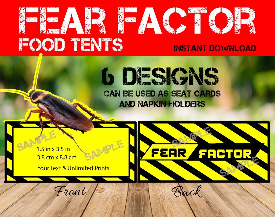 Editable Fear Factor Inspired Food Labels - Fear Factor Place Cards ...