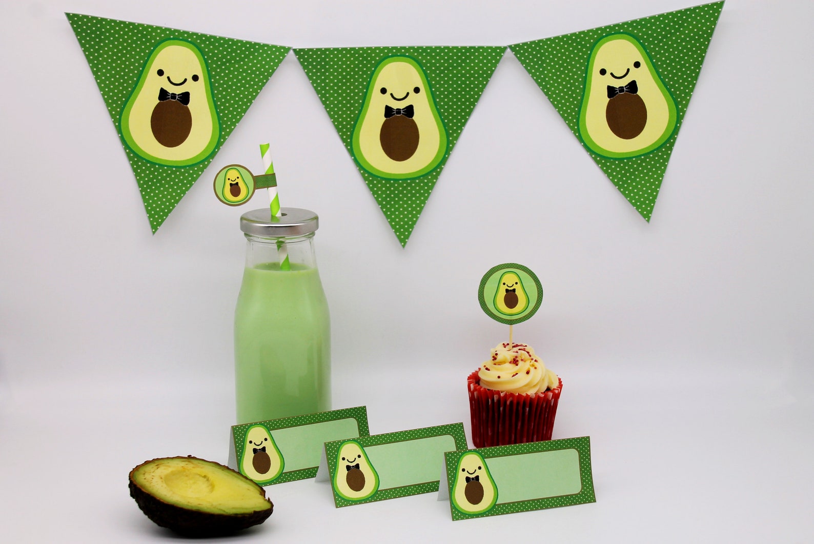 Avocado Party Supplies: Avocado Food Tents, Avocado Cupcake Toppers ...