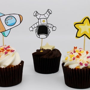 Space Party Cupcake Toppers - Astronaut Cupcake Toppers - Space ...