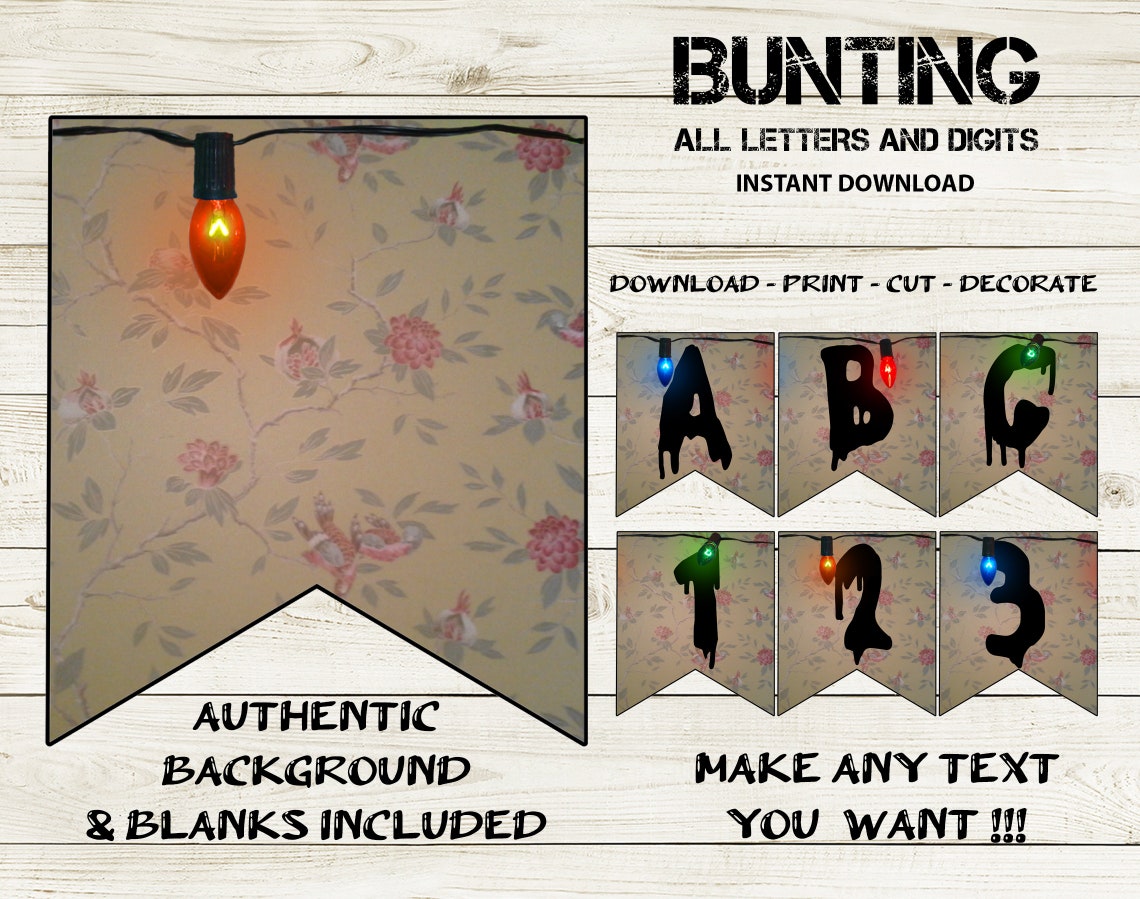 Light Weird Happenings Alphabet Banner - Upside Down Party Decor ...