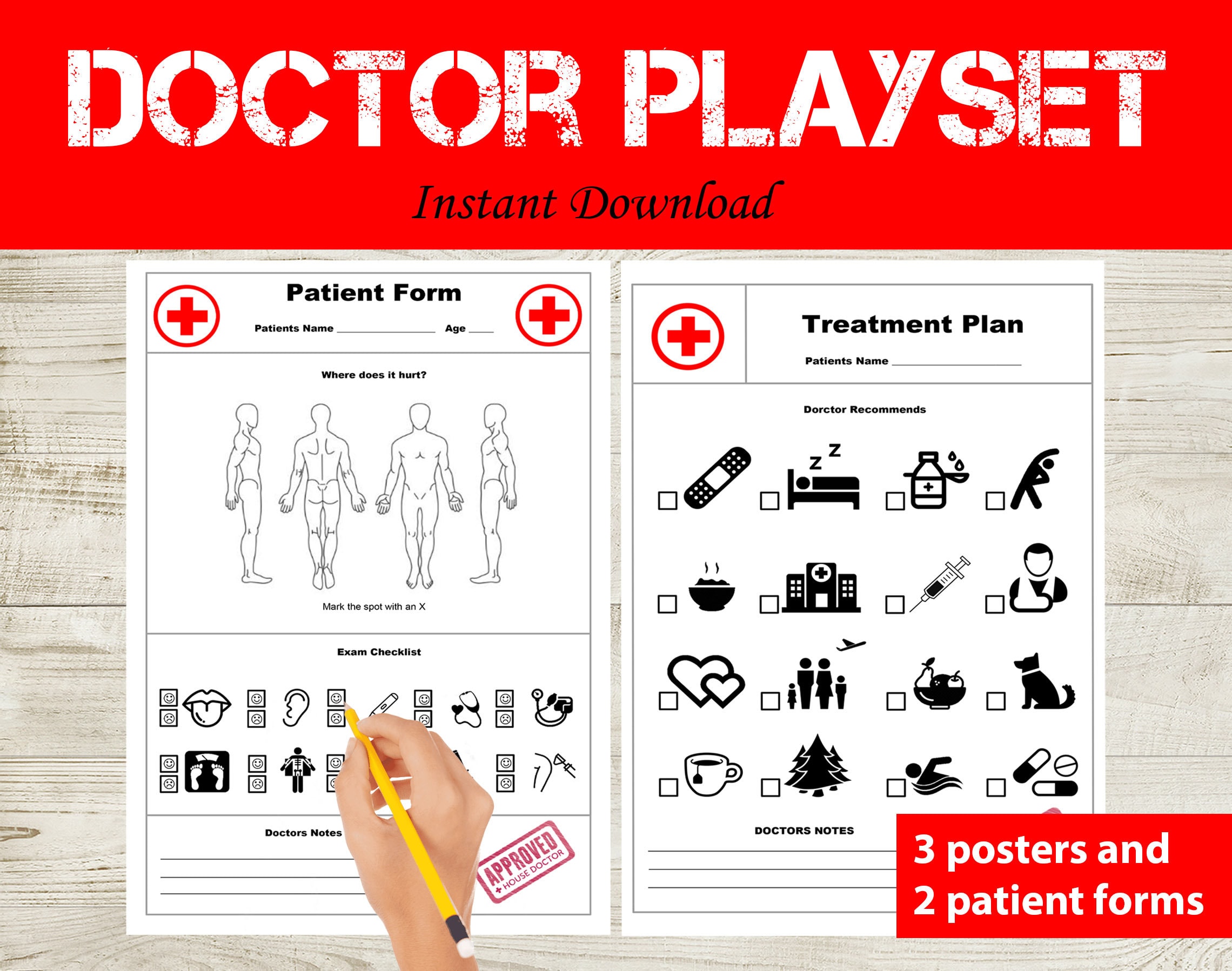 Doctor Forms for Pretend Play Set - Childrens Hospital Play Set - Eye ...
