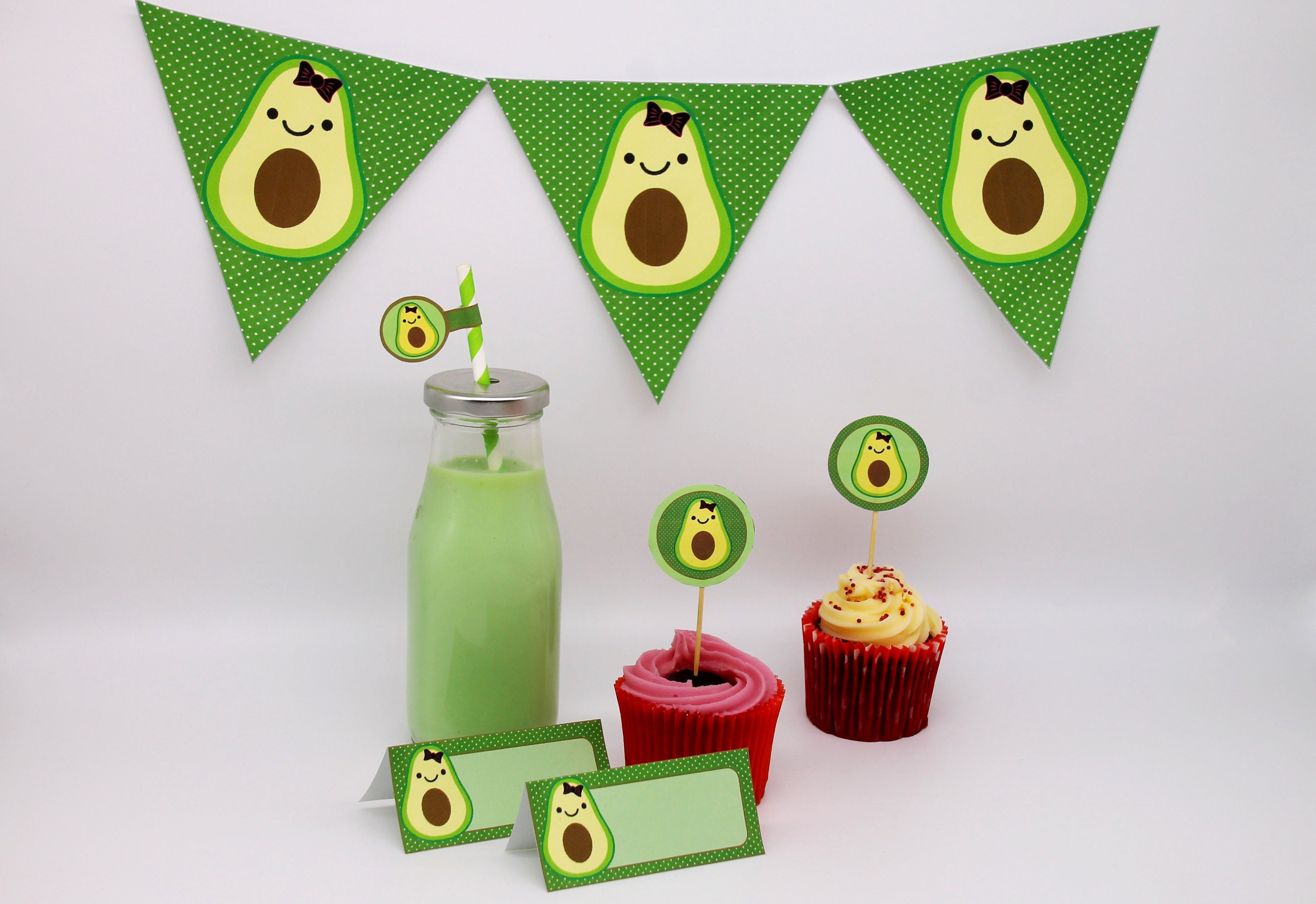 Avocado Party Supplies: Avocado Food Tents, Avocado Cupcake Toppers ...