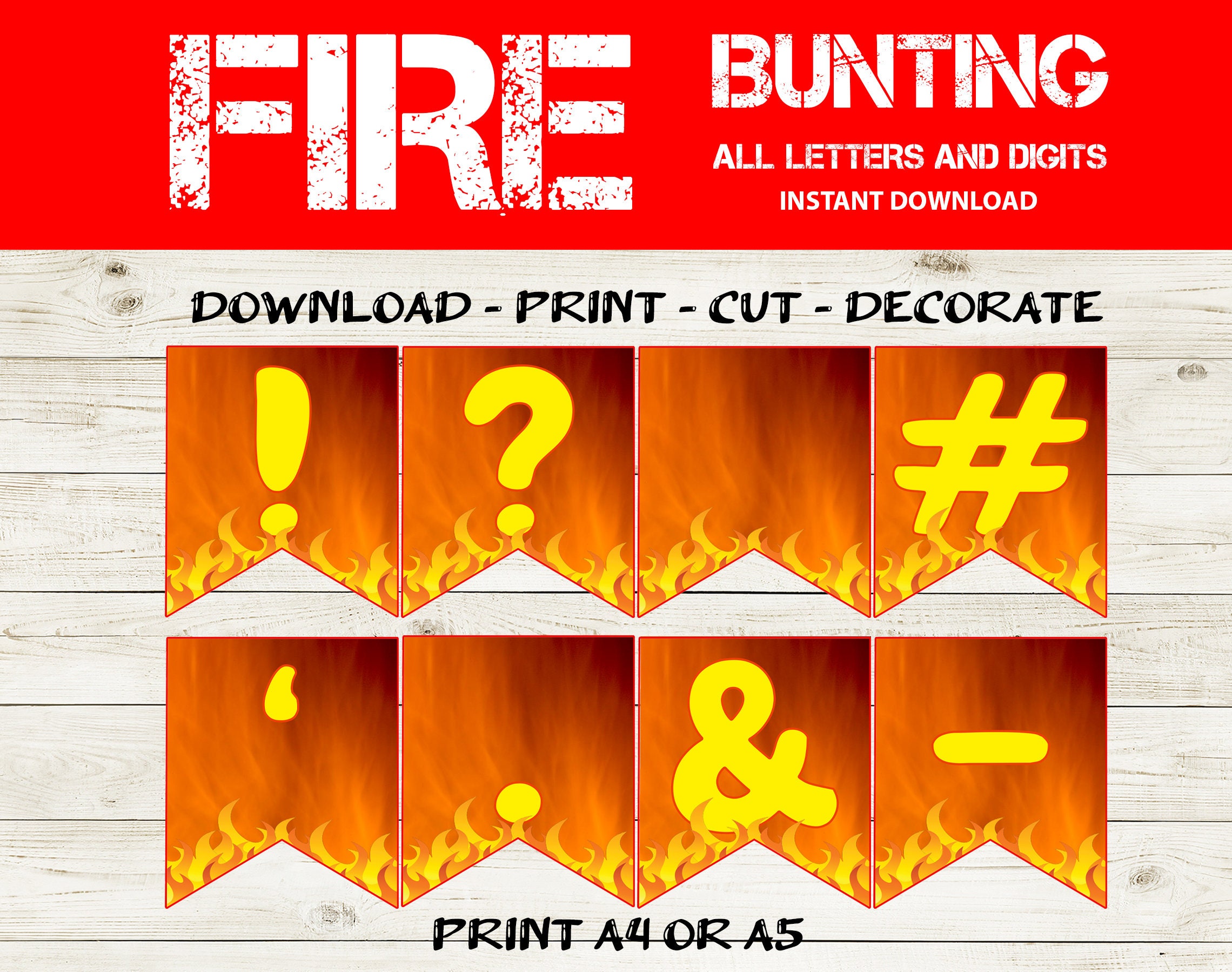 Printable Firefighter Bunting Firefighter Flag Banner Fire Alphabet ...