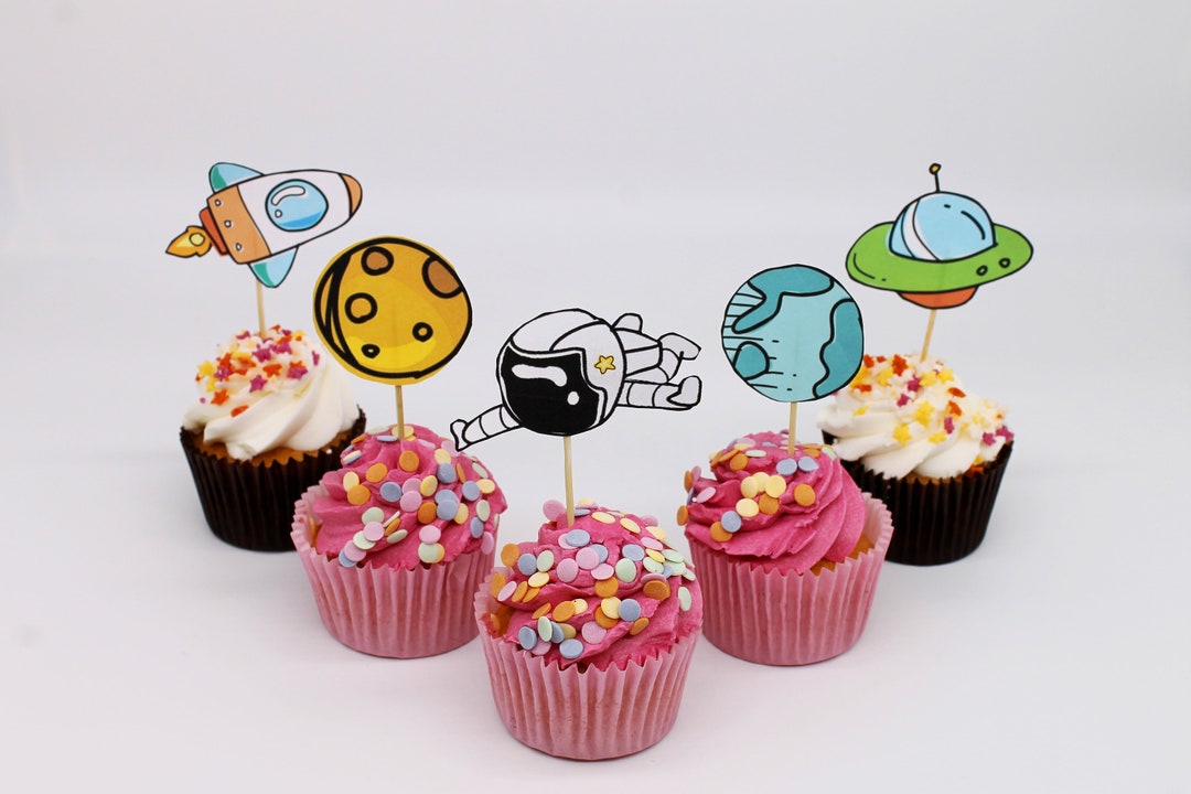 Space Party Cupcake Toppers - Astronaut Cupcake Toppers - Space ...