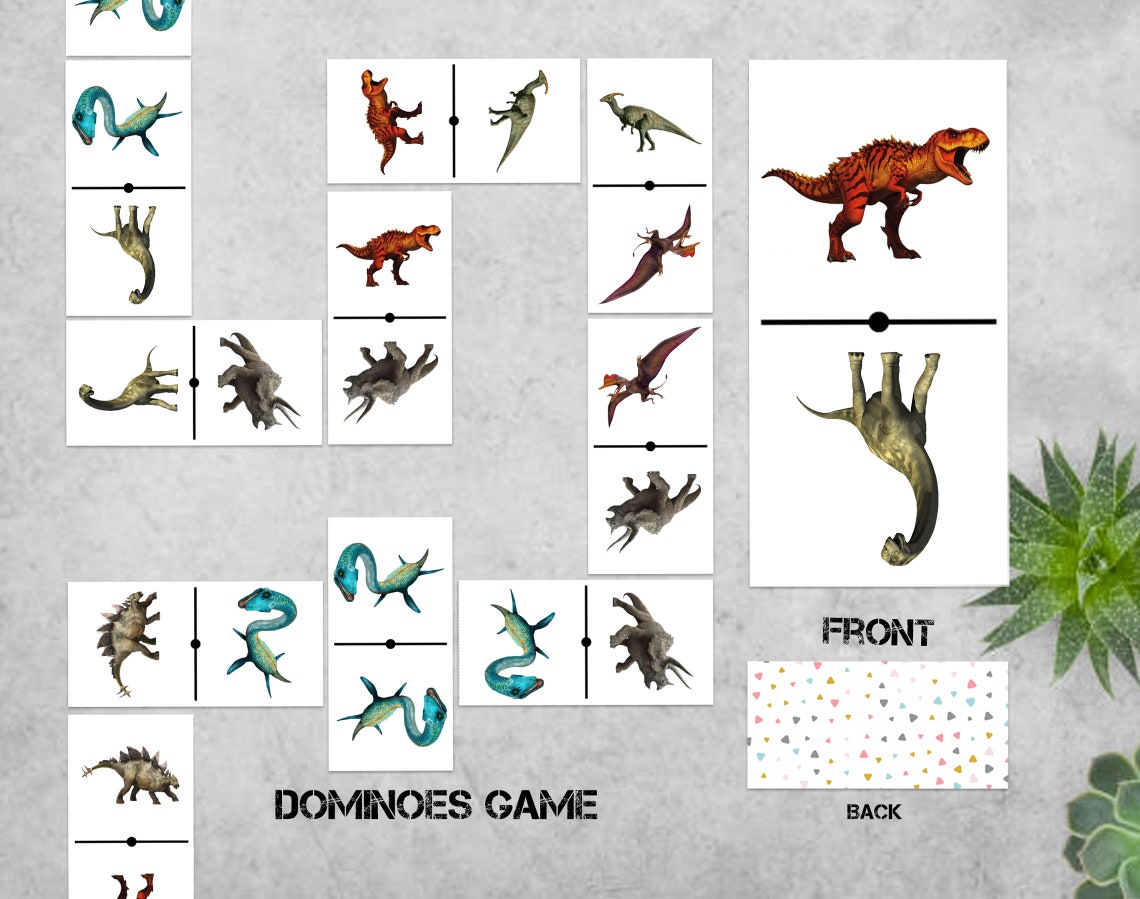 Dinosaur Domino Game - Dinosaur Party Game - Dino Theme Dominoes ...