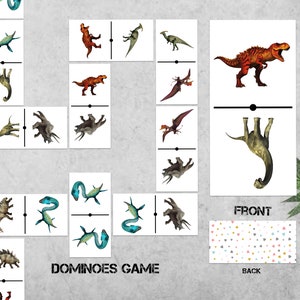 Dinosaur Domino Game - Dinosaur Party Game - Dino Theme Dominoes ...