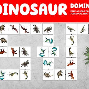 Dinosaur Domino Game - Dinosaur Party Game - Dino Theme Dominoes ...