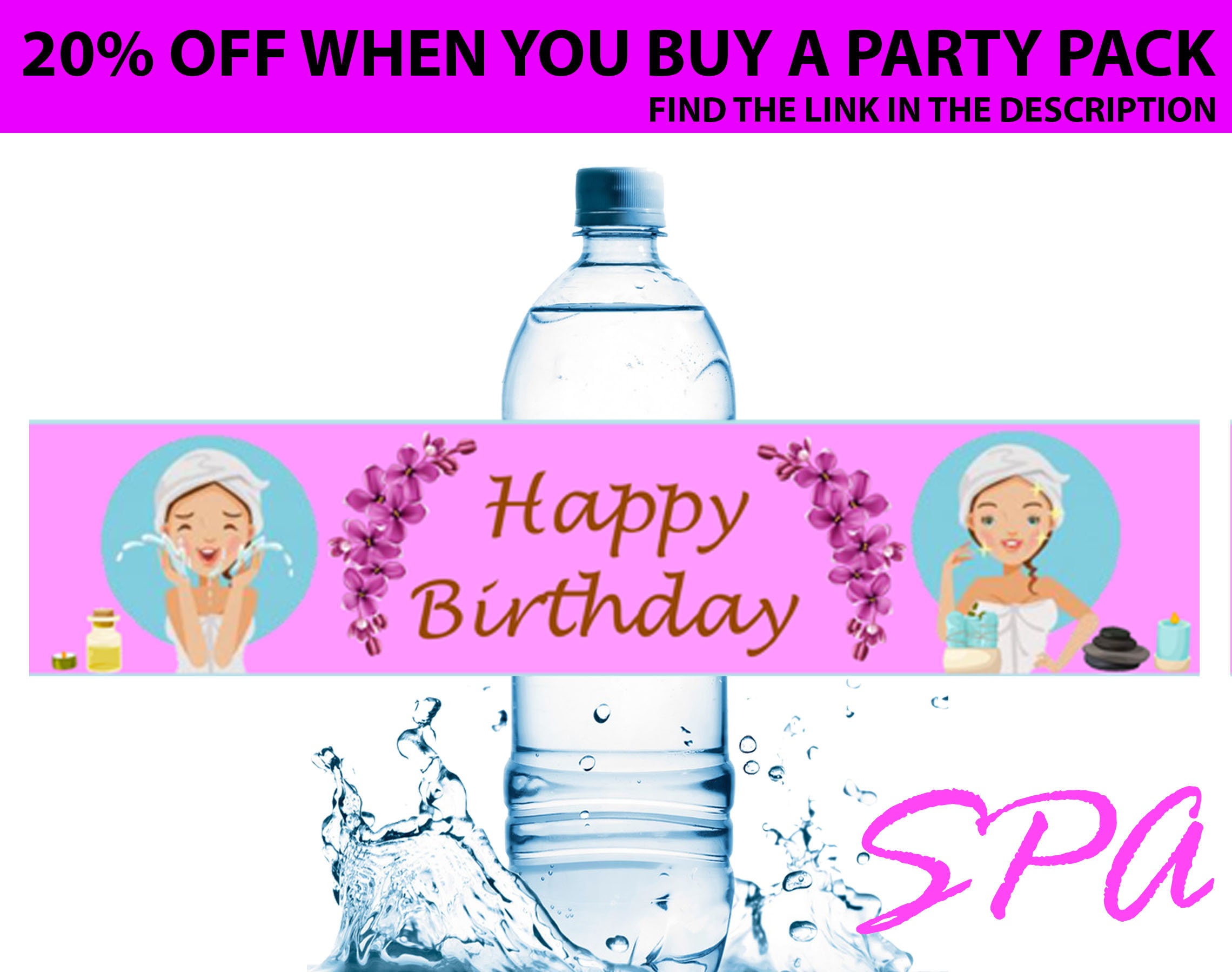 Kids SPA Party Bottle Labels -SPA Birthday Bottle Labels - SPA ...
