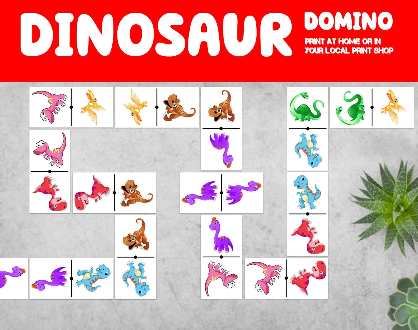 Cute Dinosaur Domino Game - Dinosaur Party Game - Dino Theme Dominoes ...