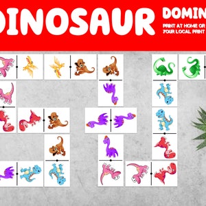 Cute Dinosaur Domino Game - Dinosaur Party Game - Dino Theme Dominoes ...