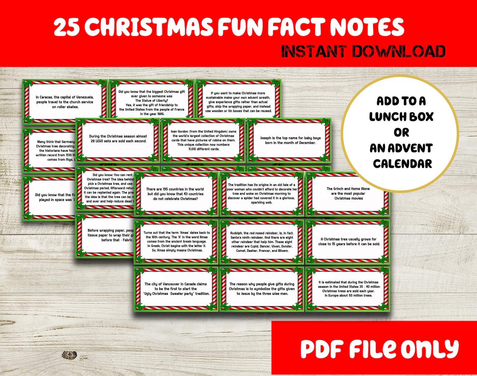 Christmas Activity Advent Calendar Notes Printable Advent - Etsy UK