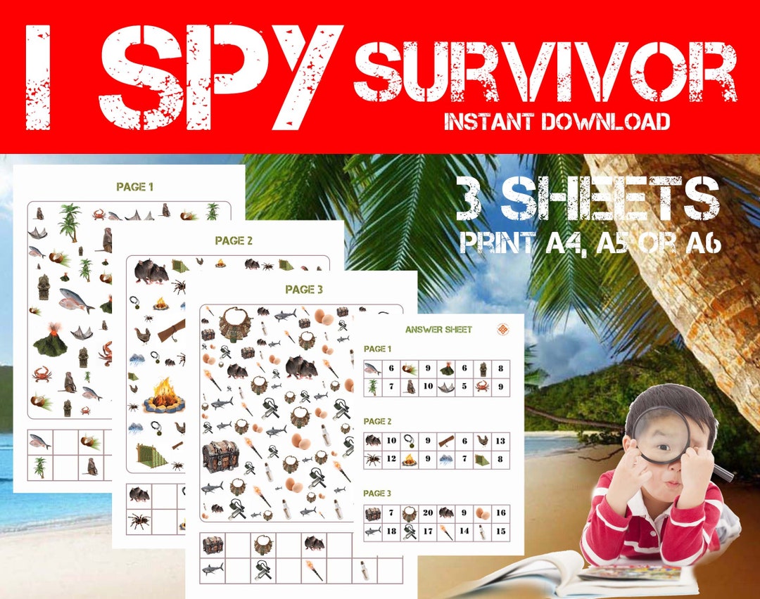 TV Survivor I Spy Game - TV Survivor Birthday Party Game - TV Show ...