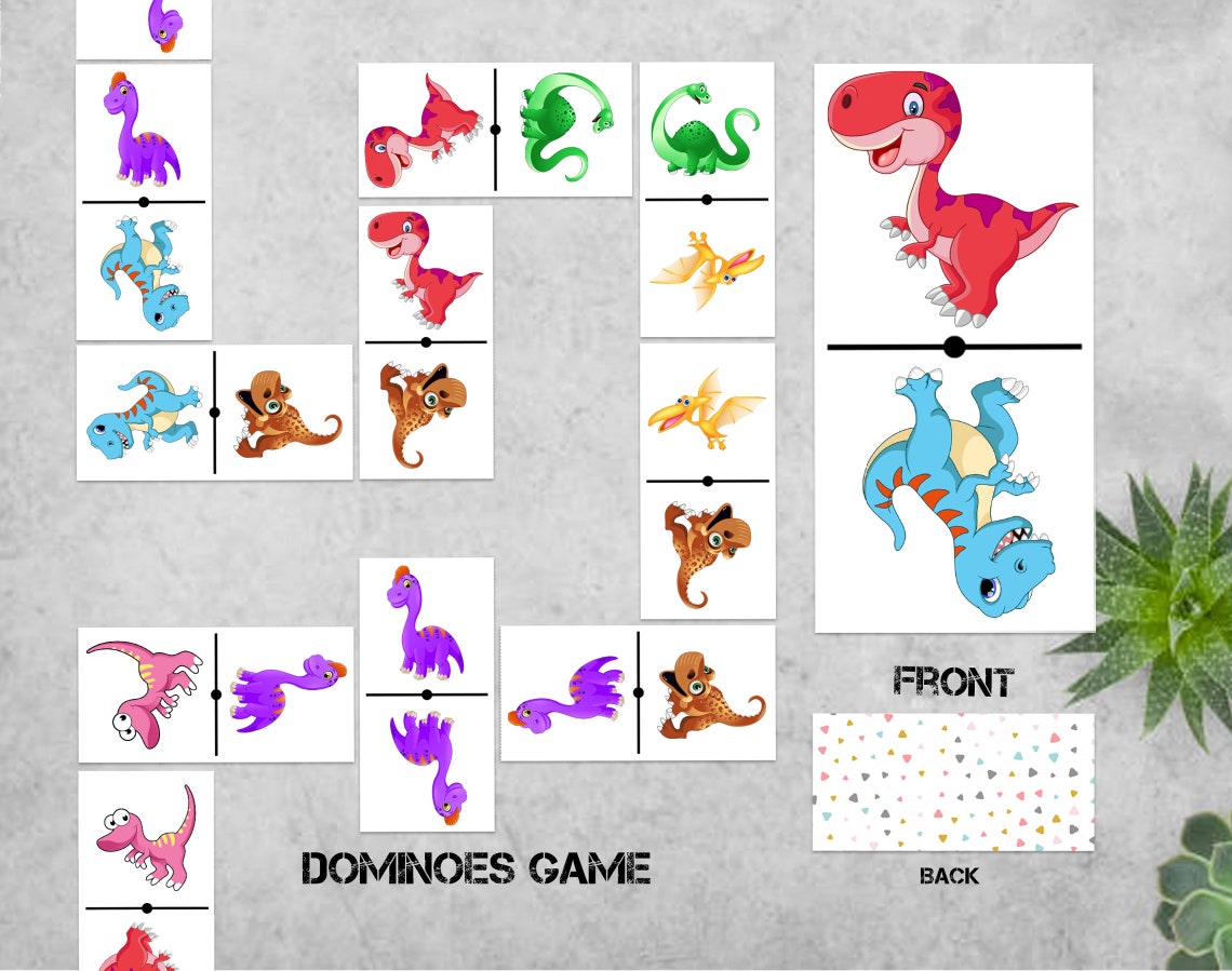 Cute Dinosaur Domino Game - Dinosaur Party Game - Dino Theme Dominoes ...
