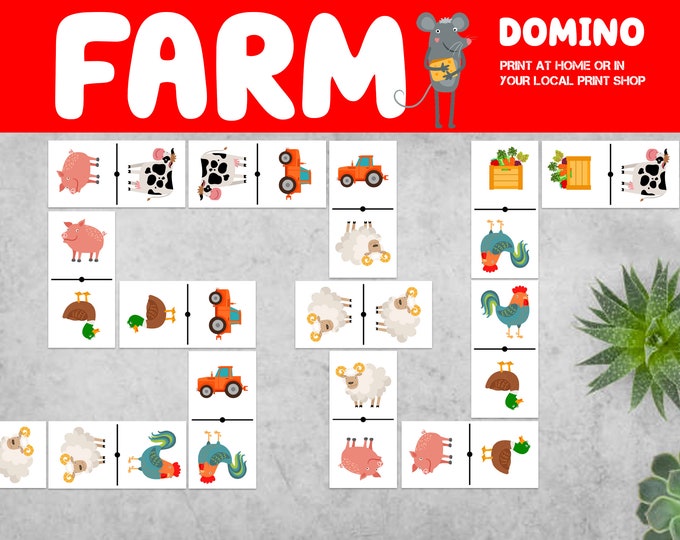 Farm Animal Dominoes. Kids Printable Tile Game. - Etsy Canada