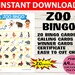 20 Card Zoo Animal Bingo - Zoo Animal Bingo 5x5 - Printable Zoo Bingo ...